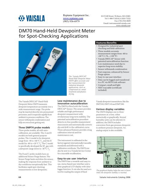 DM70 Hand-Held Dewpoint Meter for Spot-Checking ... - Reptame