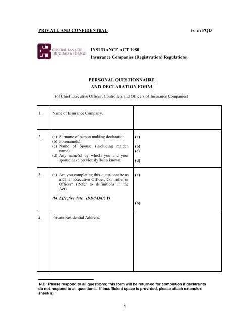 Personal Questionnaire and Declaration (PQD)