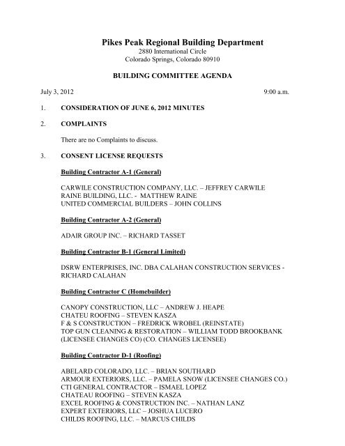 Pikes Peak Regional Building Department