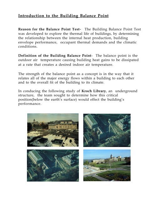 Introduction to the Building Balance Point