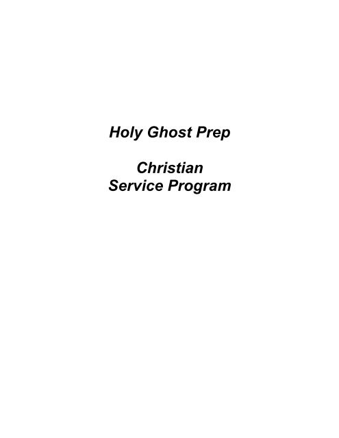Christian Service Program Brochure - Holy Ghost Preparatory School