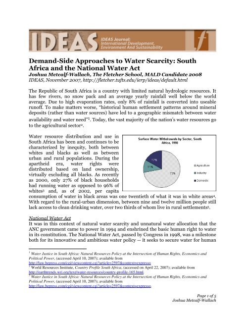 Demand-Side Approaches to Water Scarcity: South Africa and the ...