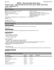 MSDS - Material Safety Data Sheet - Liquid Wrench