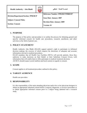 Policy Purpose Scope Procedure References and Related Areas of ...