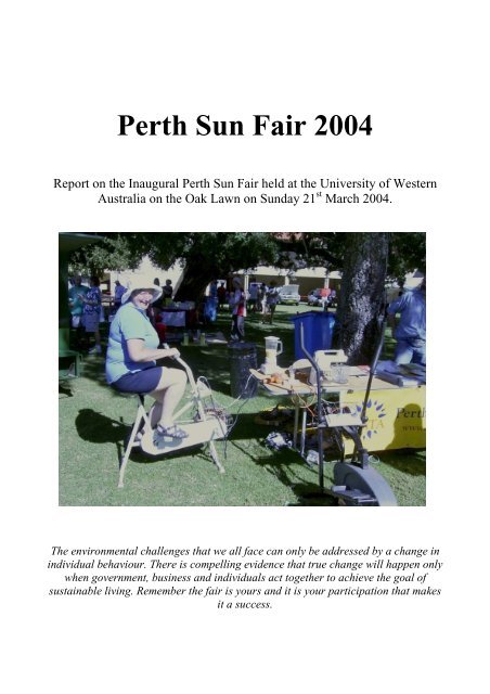 Perth Sun Fair - Sustainability at UWA - The University of Western ...