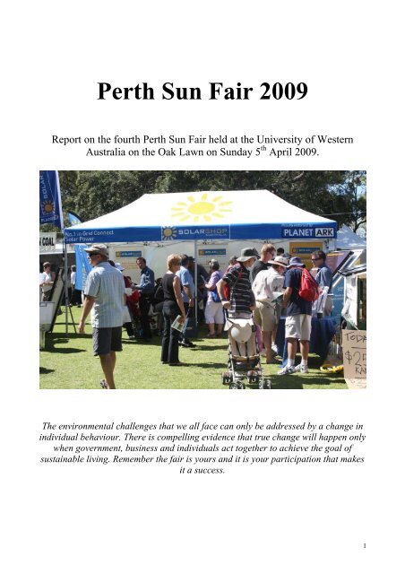 Perth Sun Fair 2009 Report - Sustainability at UWA - The University ...