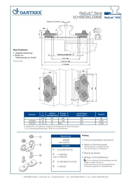 Fiches Clips RailLok AL GD - Gantrex