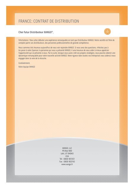 FRANCE: CONTRAT DE DISTRIBUTION - XanGo