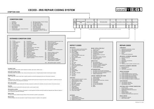 CECED - IRIS REPAIR CODING SYSTEM