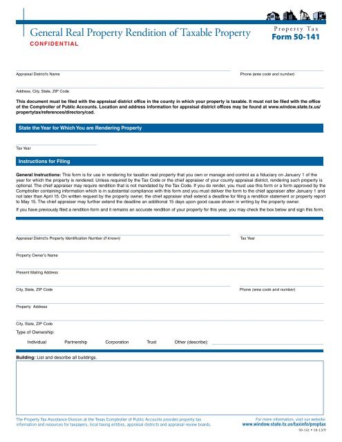 General Real Property Rendition of Taxable Property