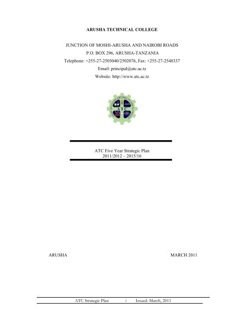 ATC_Strategic Plan 2011_2016.pdf - Arusha Technical College