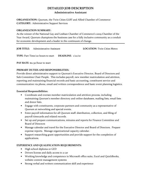 DETAILED JOB DESCRIPTION