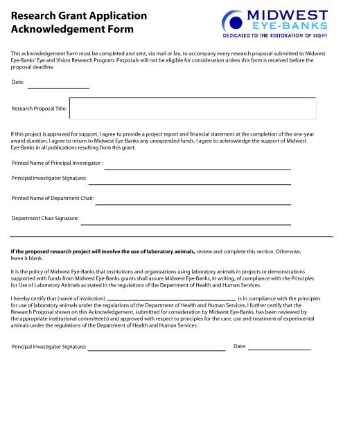 Research Grant Application Acknowledgement Form - Midwest Eye ...