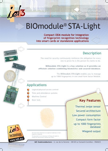 BIOmodule STA-Light - Planet Biometrics.com
