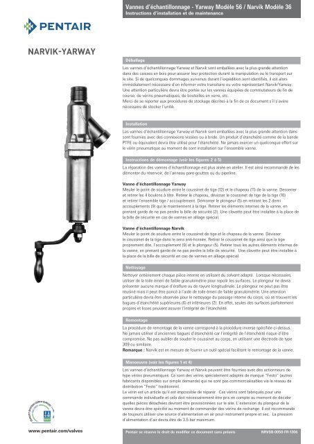 Téléchargement - Pentair (anciennement Tyco Flow Control)