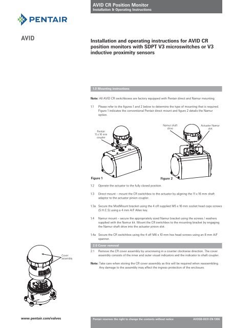 Installation and operating instructions for AVID CR position monitors ...
