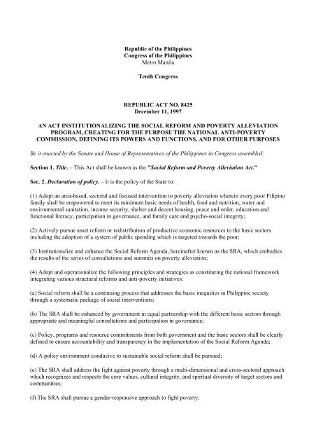 RA 8425 - About the Philippines