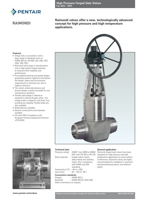 RAIMONDI - Pentair Valves & Controls