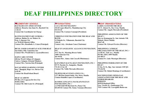 DEAF PHILIPPINES DIRECTORY - Philippine Culture: Overview ...