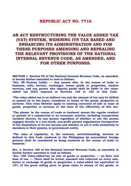 republic act no. 7716 - About the Philippines