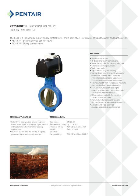 F634 Control Valve - Pentair Valves & Controls