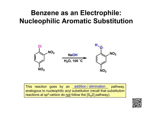 Benzene as an Electrophile: Nucleophilic Aromatic Substitution