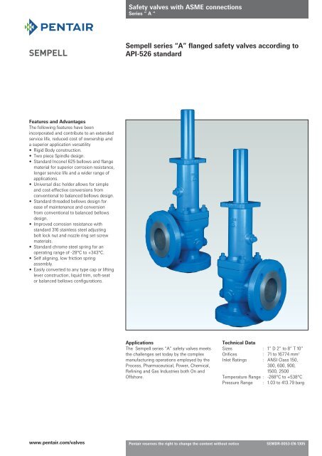 Sempell series - Pentair Valves & Controls
