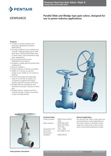 Parallel Slide and Wedge type gate valves, designed for use in ...