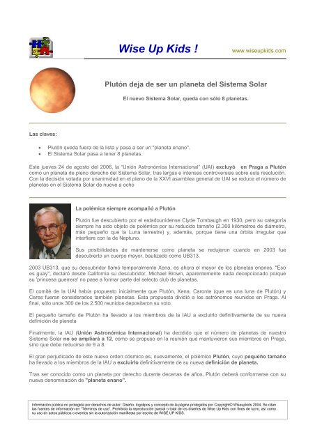 Plutón deja de ser planeta - Wise Up Kids