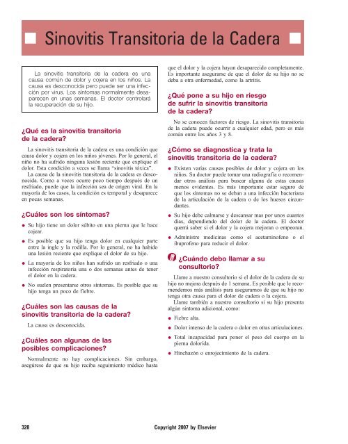 Sinovitis Transitoria de la Cadera - Impcna.com