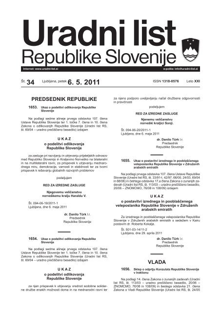 objava v Uradnem listu - ObÄ ina IG