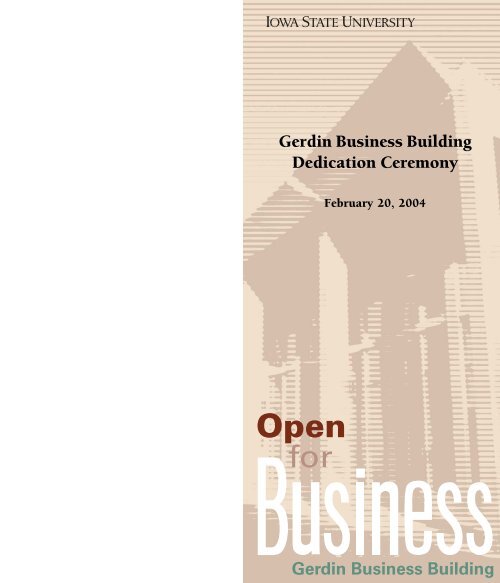 Dedication Ceremony Program - College of Business - Iowa State ...