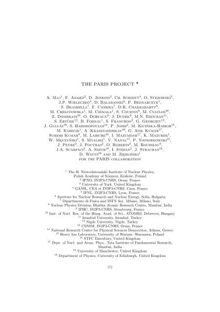 THE PARIS PROJECT â - Paris Collaboration Website