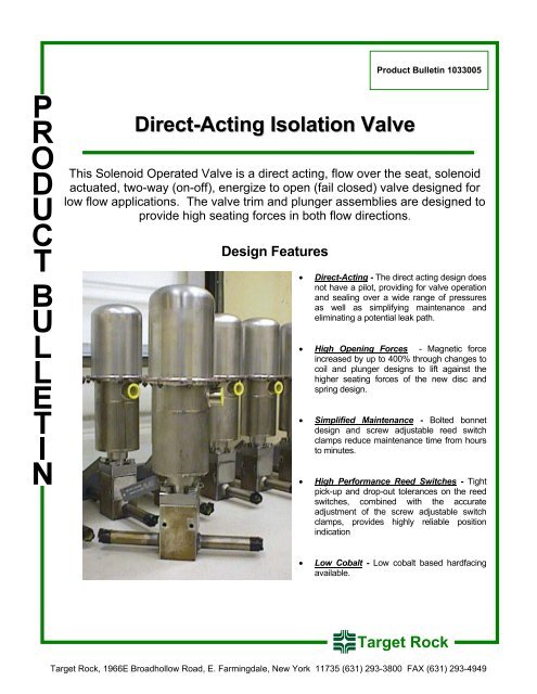 Target Rock Direct Acting SOV Brochure - Enertech