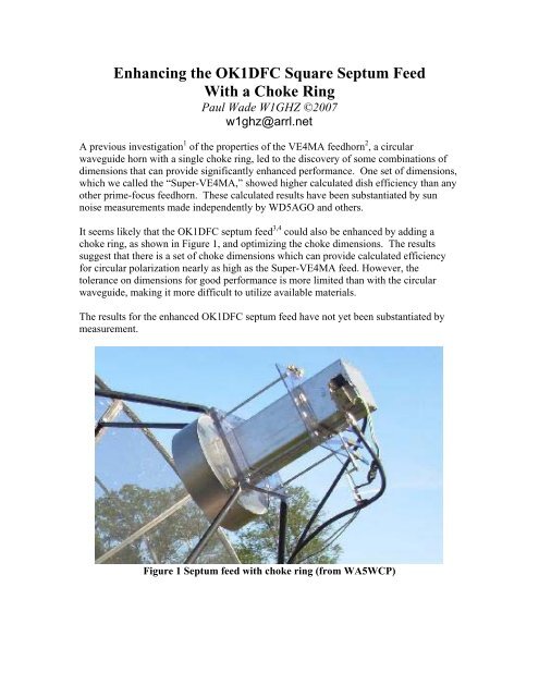 Septum feed with ring - Ok1dfc.com