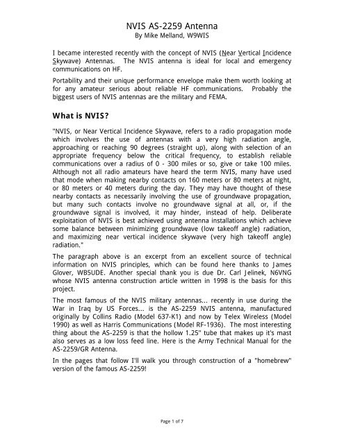 NVIS AS-2259 Antenna By Mike Melland, W9WIS