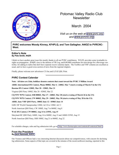 PVRC Newsletter March 2004.pub - Potomac Valley Radio Club
