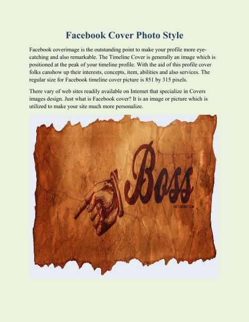 Facebook Cover Photo Style