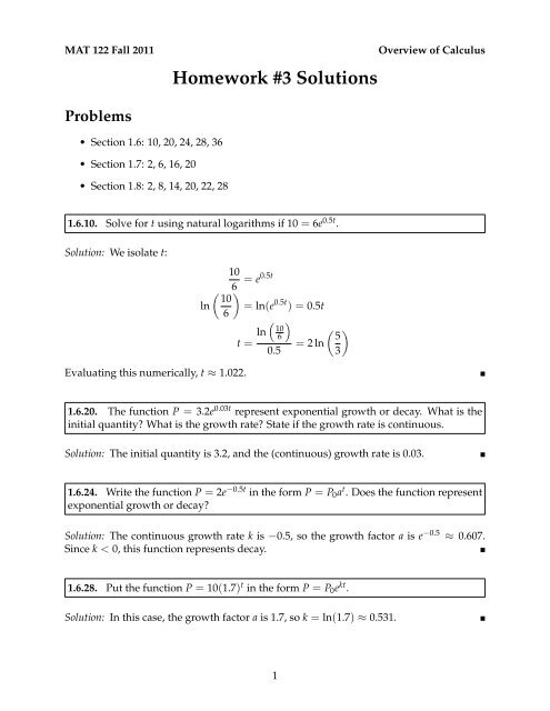 Homework #3 Solutions - Eric Malm