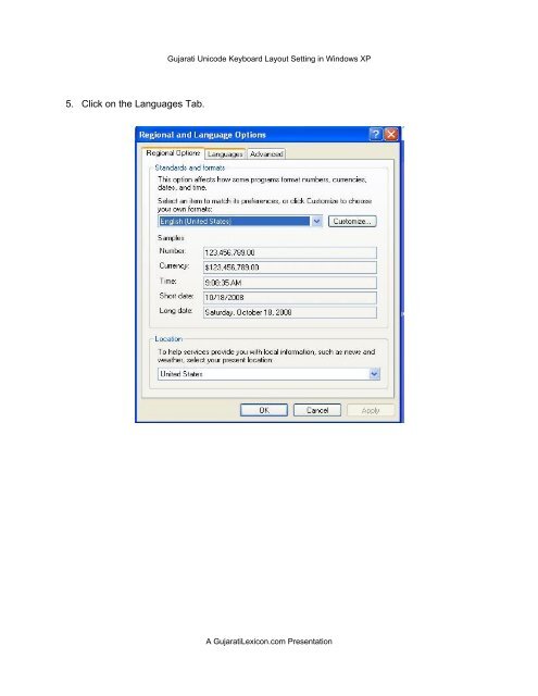5. Click on the Languages
