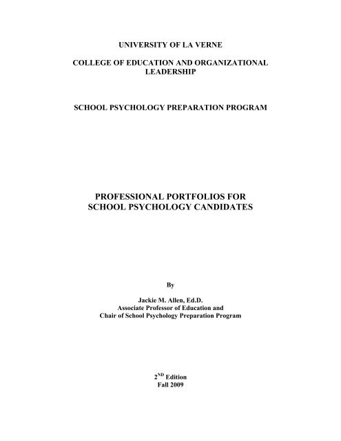 professional portfolios for school psychology candidates