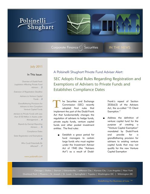 SEC Adopts Final Rules Regarding Registration and ... - Polsinelli SEC Adopts Final Rules Regarding Registration and ... - Polsinelli