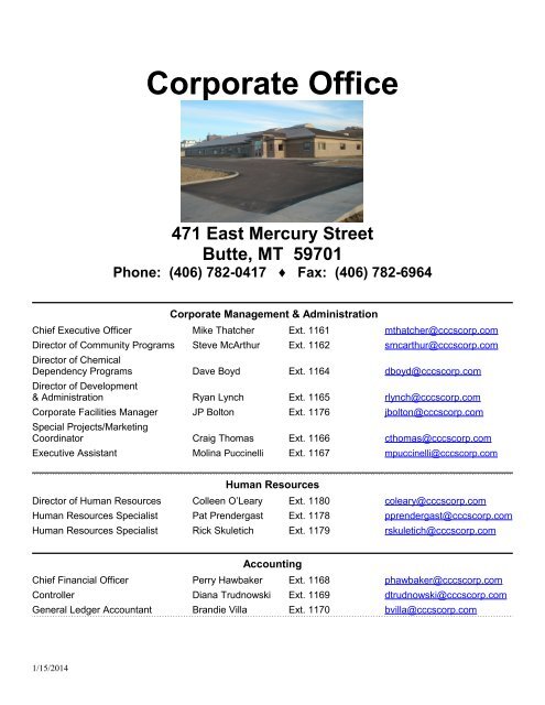 View the Corporate Phone Directory