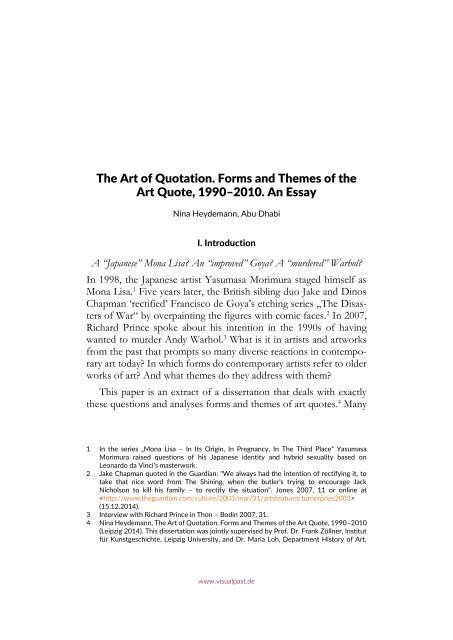The Art of Quotation. Forms and Themes of the Art Quote, 1990–2010. An ...