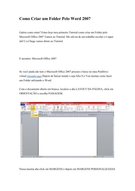 Como Criar um Folder Pelo Word 2007