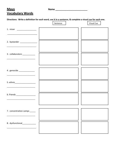 Maus Vocabulary Words - Bbchs.org