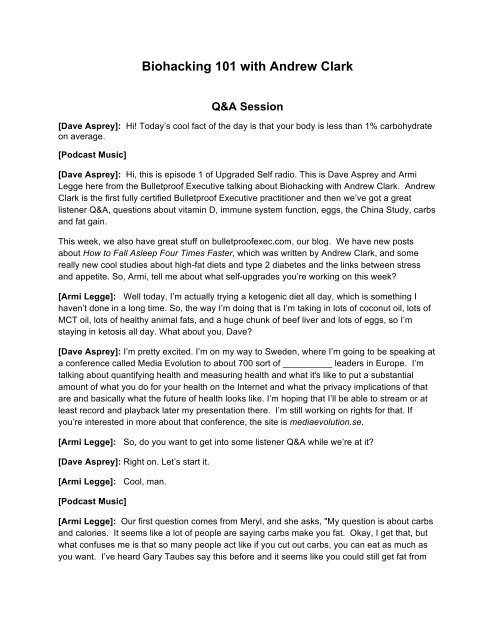 Biohacking 101 with Andrew Clark - The Bulletproof Executive