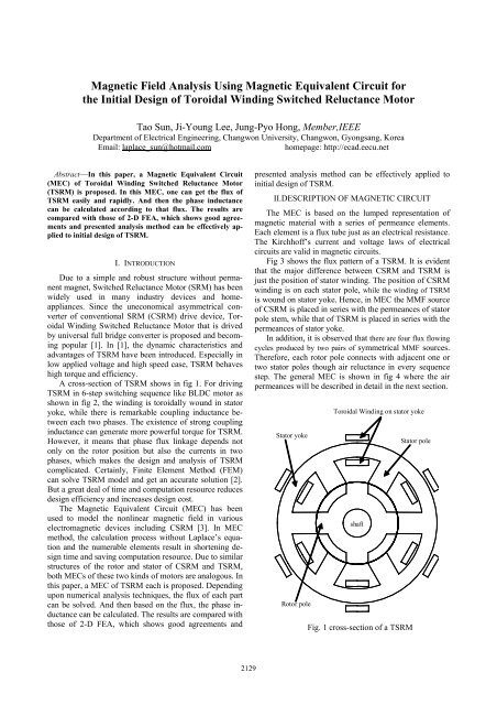 Magnetic Field Analysis Using Magnetic Equivalent Circuit for the ...