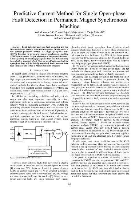 Predictive Current Method For Single Open Phase Fault Detection In