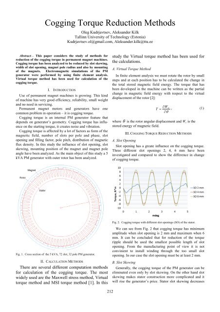 Cogging Torque Reduction Methods